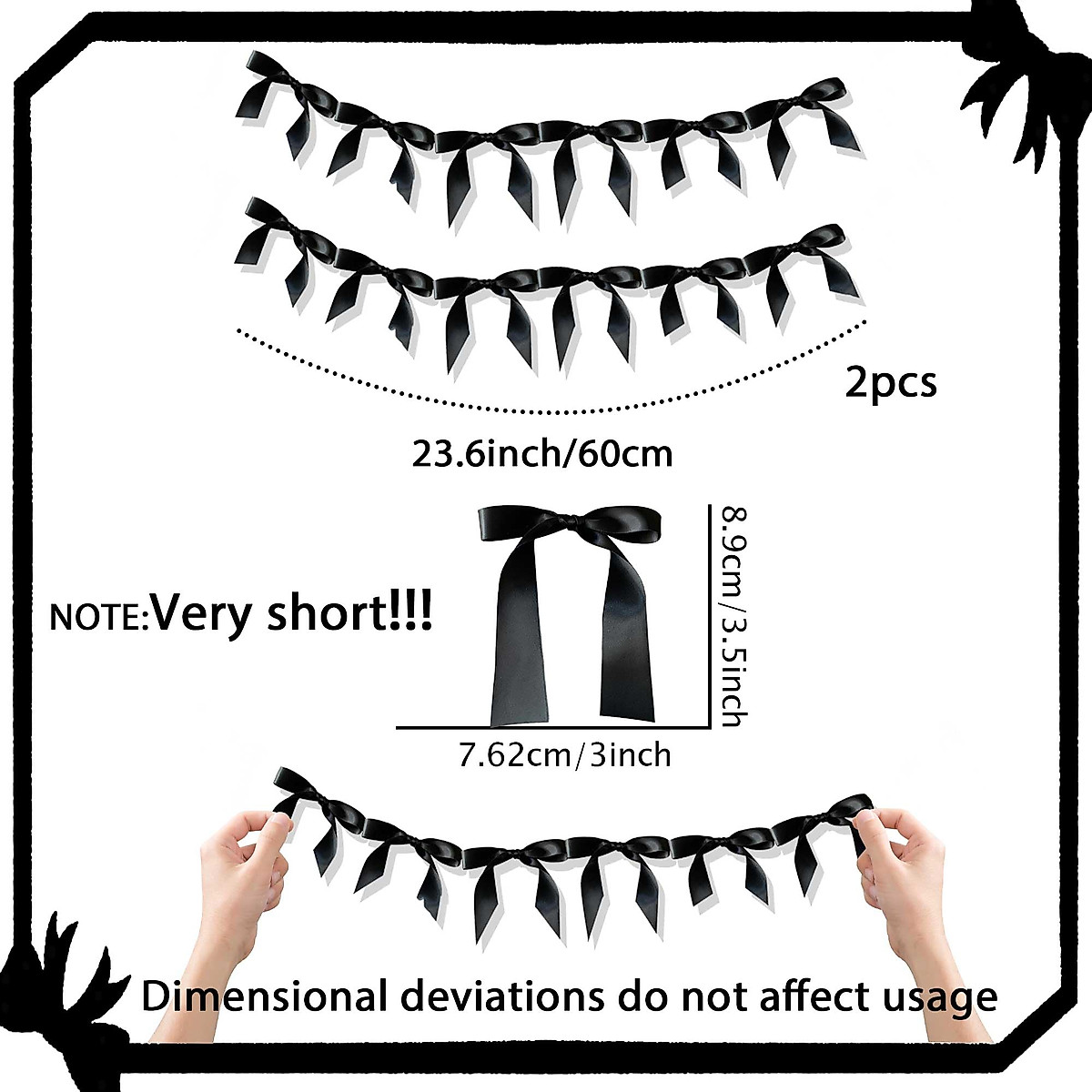 JeVenis 1Pcs Short Black Garland Black Bow Ribbon Banner Coquette Bachelorette Party Coquette Birthday Party Bow Party Decorations