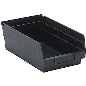 QUANTUM STORAGE SYSTEMS K-QSB102BK-10 10-Pack Plastic Shelf Bin Storage Containers, 11-5/8" x 6-5/8" x 4", Black
