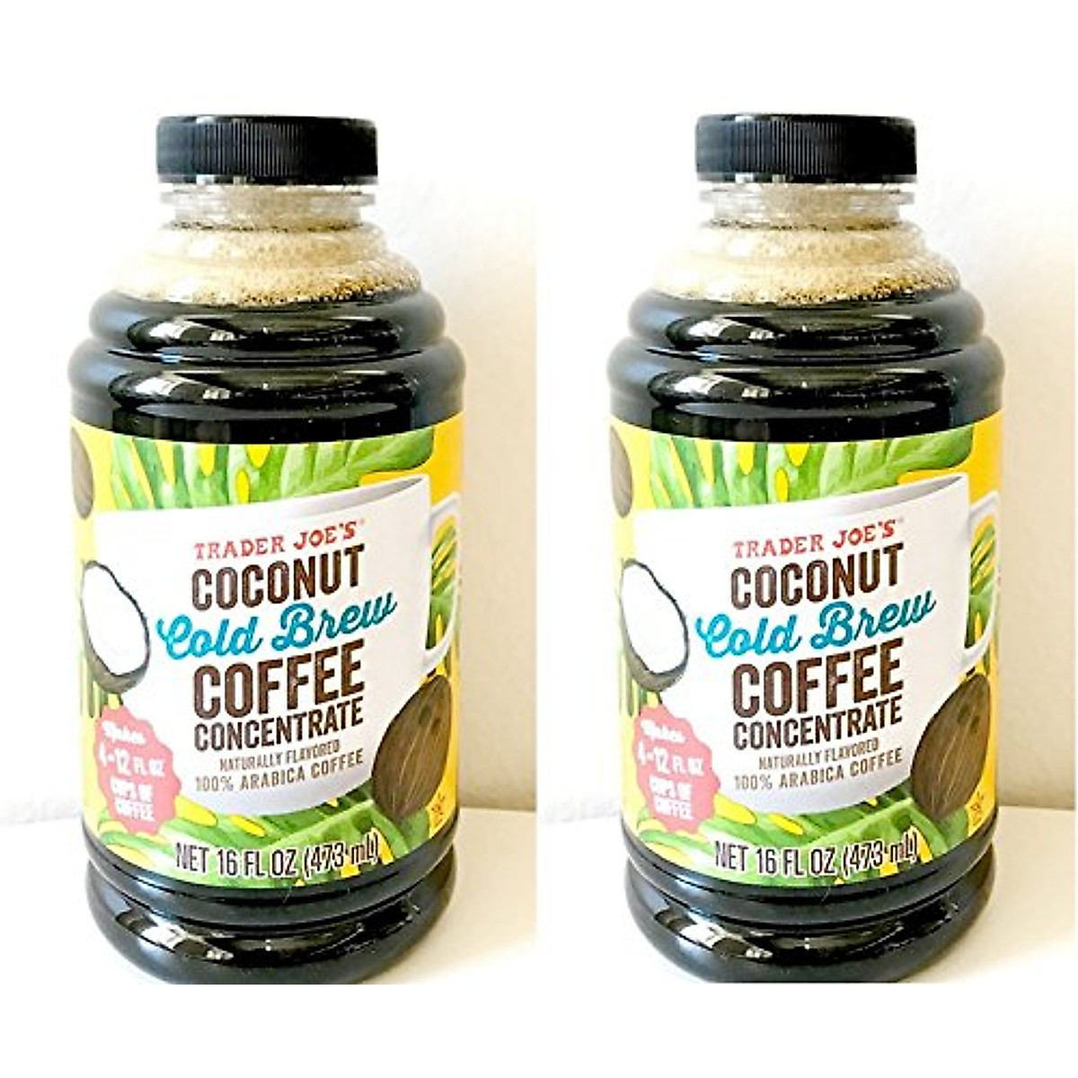 Trader Joe's Coconut Cold Brew Coffee Concentrate 473 ml. (Pack of 2 bottles)
