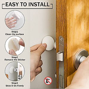 N brand 1.57inche Door Stopper Wall Protector, Adhesive Reusable Bumper Protector, with Strong 3M Adhesive,Quiet, Shock Absorbent Gel, Door Knob Wall Shield, White