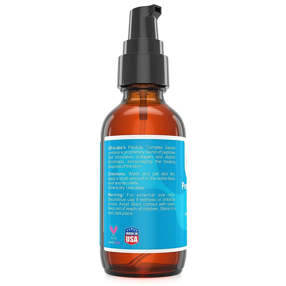 QRxLabs Peptide Complex Serum for Face - Collagen Booster with Hyaluronic Acid & Chamomile Extract - Reduces Wrinkles, Heals & Repairs Skin, Tightening Effect - Hyaluronic Acid Serum for Face