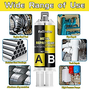 Metal Repair Glue, 2 Pack Metal Epoxy Glue Heavy Duty, High-Temperature Heat Resistant Adhesive Glue for Metal to Metal, Plastics, Stainless Steel, DIY Craft, Aluminum Alloy, Metal Tube