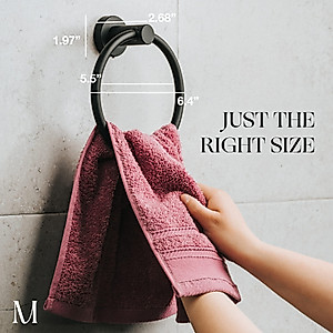 Marmolux Acc - Matte Black Towel Ring - Modern Hand Towel Holder for Bathroom Wall - SUS304 Stainless Steel Bathroom Towel Rack - Black Towel Hanger for Bathroom.