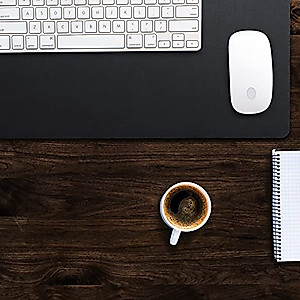 Solucky Leather Mat Desk Pad & Blotter Protector, Flat, Non Slip, 17 x 12 Inches, Black, Ideal for Office and Home