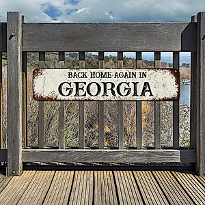 Bomehhjuli Back Home Again in Georgia Metal Sign Georgia State Metal Tin Sign City Pride Metal Wall Art Location Antique Wall Plaque Poster for Garage Man Cave Bar Kitchen 18x4in