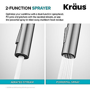 KRAUS Oletto Touchless Sensor Pull-Down Single Handle Kitchen Faucet in Brushed Brass, KSF-2830BB