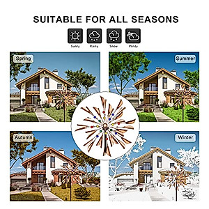 Kinetic Wind Spinners with Solar Powered Glass Ball, 79 Inches Outdoor Metal Large Wind Sculptures & Double Windmill Spinner, for Outdoor Yard Lawn Garden Decorations