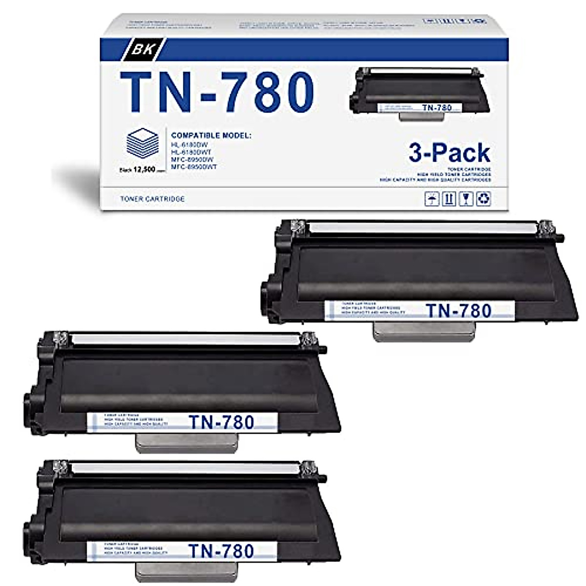(Black,3-Pack) Compatible TN-780 Toner Cartridge Replacement for Brother TN780 MFC-8950DWT HL-6180DW HL-6180DWT MFC-8950DW Printer Toner Cartridge