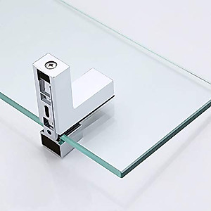 KES Glass Shelves for Bathroom, 15.8-Inch Bathroom Shelf with Rectangle Tempered Glass and Polished Chrome Bracket Wall Mount 2 Pack, BGS3201S40-P2