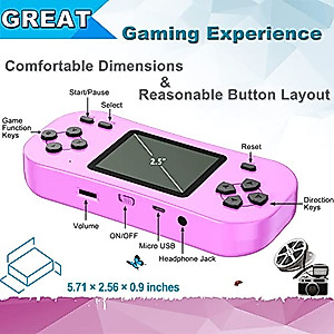 Beijue Retro Handheld Games for Kids Built in 218 Classic Old Style Electronic Game 2.5'' Screen 3.5MM Earphone Jack USB Rechargeable Portable Video Player Children Travel Holiday Entertain (Pink)