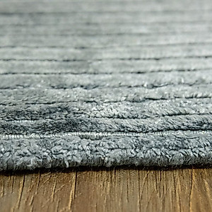 Westside Market India Stripes Gray Rug Handmade Area Rug 100% Wool, 6'0'' x 8'10''