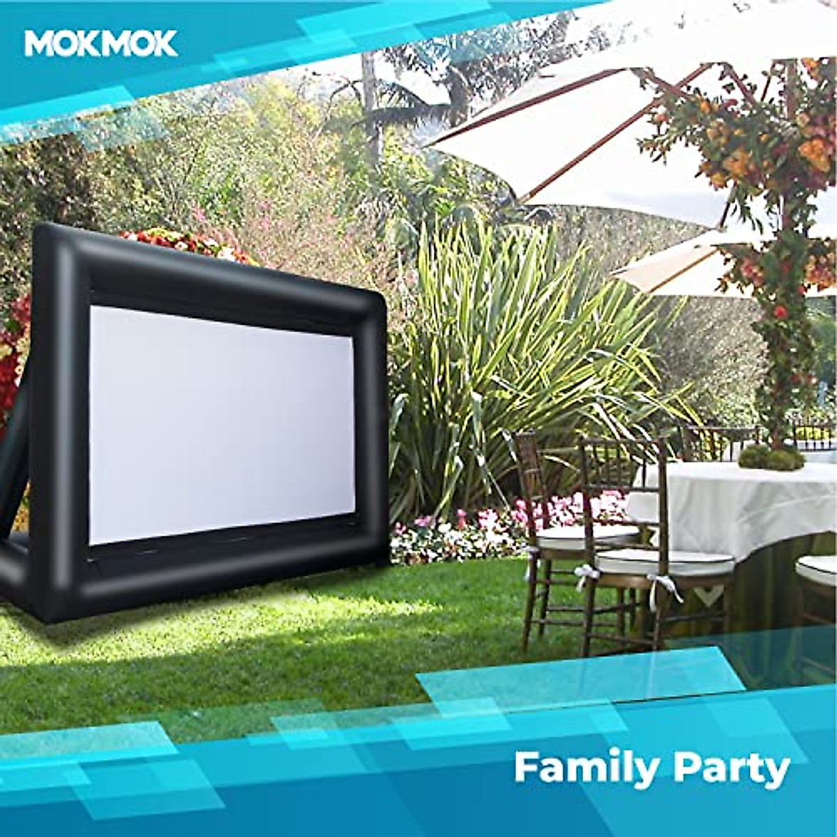 Mokmok 20ft Front and Rear Projection Inflatable Projection Screen,with Air Blower and Storage Bag, Blow Up Movie Screen for Backyard Outdoor Movie Night Barbecue Pool Party, Easy Setup