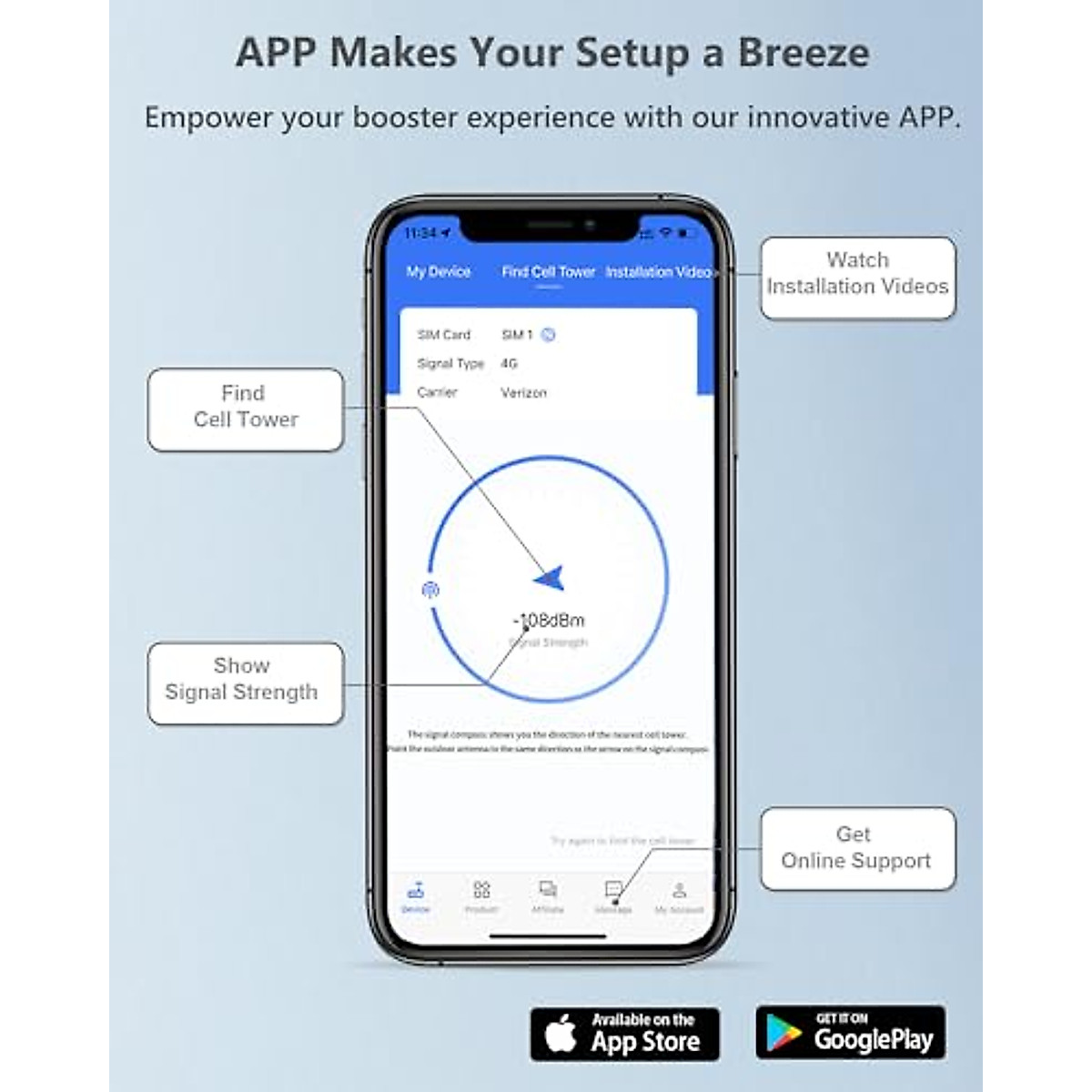 Cell Phone Signal Booster for All Carriers on Band 5/12/13/17 | Up to 4,500 Sq Ft | Boost 5G 4G& LTE Signal for Verizon, AT&T, T-Mobile & More | FCC Approved