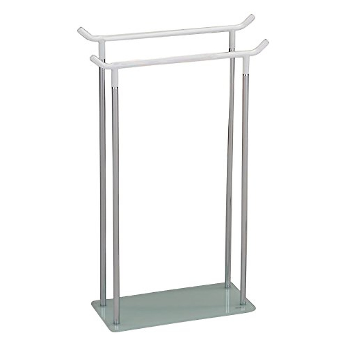 Kings Brand Furniture - Bryant Metal / Glass Free Standing Bathroom Towel Rack Stand, Chrome/White