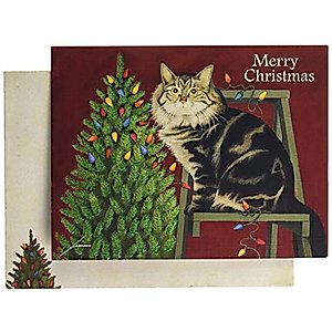 LANG Stringing Lights Boxed Christmas Cards, 18 Cards & 19 Envelopes, Full-Color Artwork Inside and Out, Fully Designed Envelopes, Linen-Embossed Paper Stock (1004833)