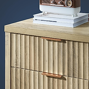 5 Drawers Dresser for Bedroom, 44 Inches Tall Modern Bedroom Dressers, Chest of Drawers for Bedroom, Fluted Dresser for Closet Organizer for Living Room, Hallway, Entryway (Sunwashed Ash Oak)