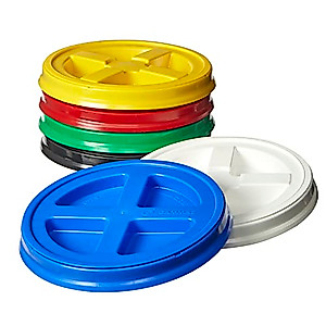 Consolidated Plastics Food Grade Gamma Seal Lids for 3.5, 5, 6 and 7 Gallon Buckets (Combo 6 Pack) BPA Free Reusable Pail Lids, Durable HDPE, Made in USA