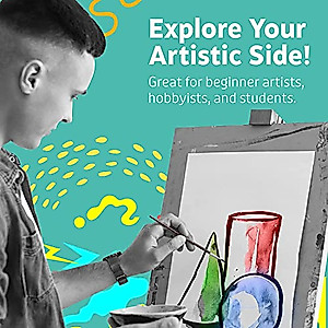 Artlicious Paint Brushes - Acrylic Paint Set and Detail Paint Brushes for Kids - Use with Craft, Watercolor, Oil, Gouache Paints, Face Art, Washable Paints, Miniature Detailing and Rock Painting