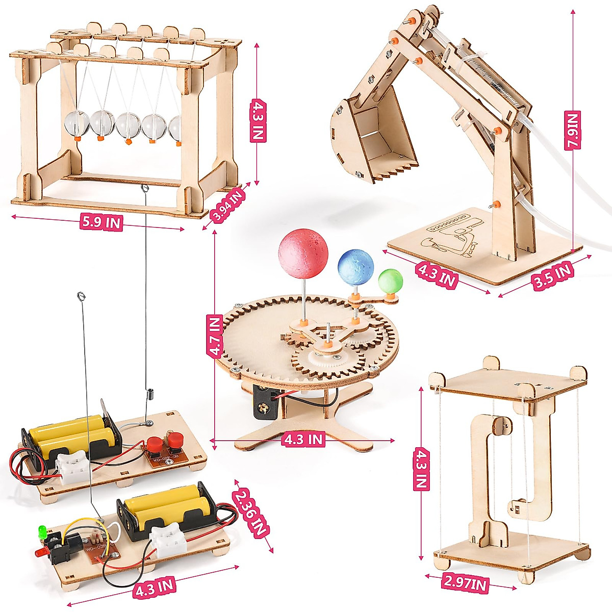 STEM Science Kits for Kids Ages 8-12, Wood Crafts Building Kits for Boys 6-8, Science Experiment Projects, Wooden Puzzles 8-10-12, Engineering Model Kit, STEM Toys for 7+ 8 9 10 12 14 Years Old