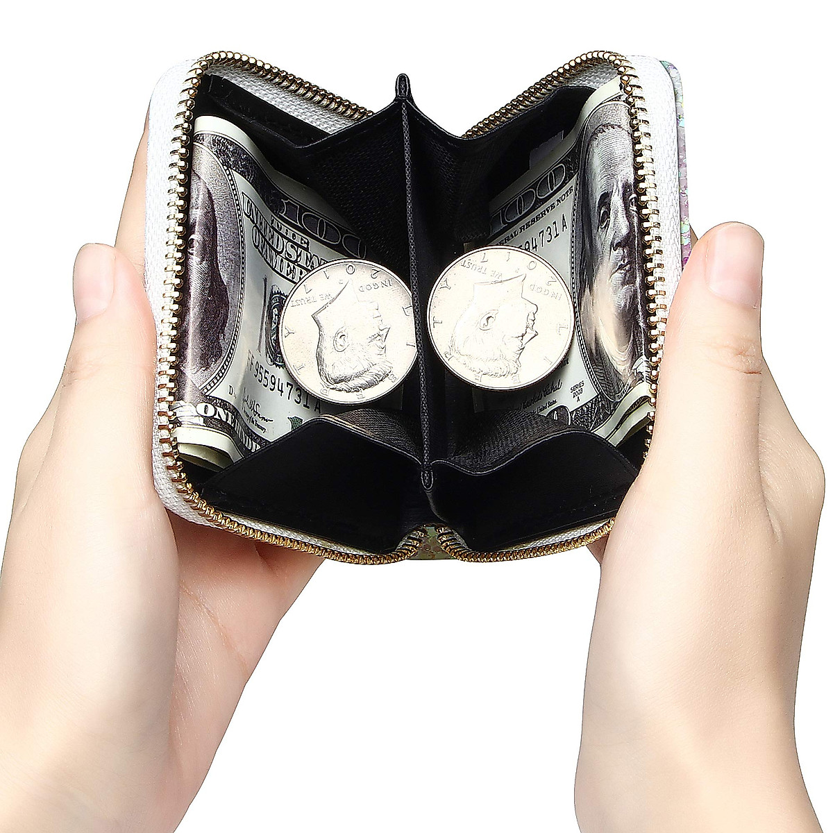 GEEAD Small Glitter Wallet for Women Girls Mini Coin Purse Pouches with Key Ring (Colourful - B)