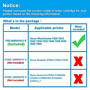 LCL Compatible Toner Cartridge Replacement for Xerox WorkCentre 7525 7845 7835 7530 7535 7545 7556 7830 7845 7855 006R01513 6R01513 (1-Pack Black)