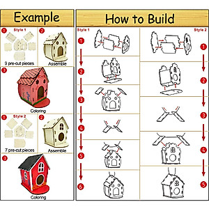 Icoodus Large Bird House Kits for Children to Build, Art Craft Wood Toys Birdhouse Kits for Kids 8-12 4-8, Make Your Own Birdhouse, Include Paints & Brushes, Wooden Arts for Girls Boys