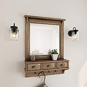 LNC Wall Sconce Mason Jar Lights Farmhouse and Rustic with Oil Rubbed Bronze for Hallway Bathroom, (7.1”L×4.7”W×8.7”H), A02979