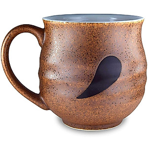 Japanese 3.5"H Ceramic Sushi Tea Cup Mug Brown Tanuki Raccoon, Made in Japan