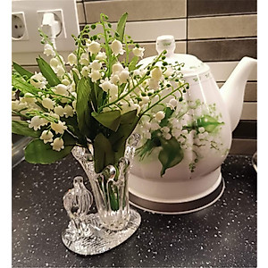 4Pcs Artificial Flowers 7 Branch White Lily of The Valley Flower Silk Fake Faux Lily Bouquet Flower for Home Office Wedding Party Decorationi Garden Plants Decor