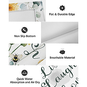 Green Eucalyptus Leaves Outdoor Rugs for 4'x6' Patios Clearance, RV Camping Mat Rug Portable Outside Rug Indoor Outdoor Area Rug Mat for Beach Deck Pool Aesthetic Floral Inspirational Quote