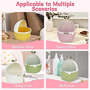 DIBALIYI Mini Desk Can with Lid, Cute Bedroom Trash Can and 3 Rolls Can Liners, Cartoon Animal Desktop Dust can for Office Car Kitchen Bathroom, 19.5 * 15 * 15cm (Green)