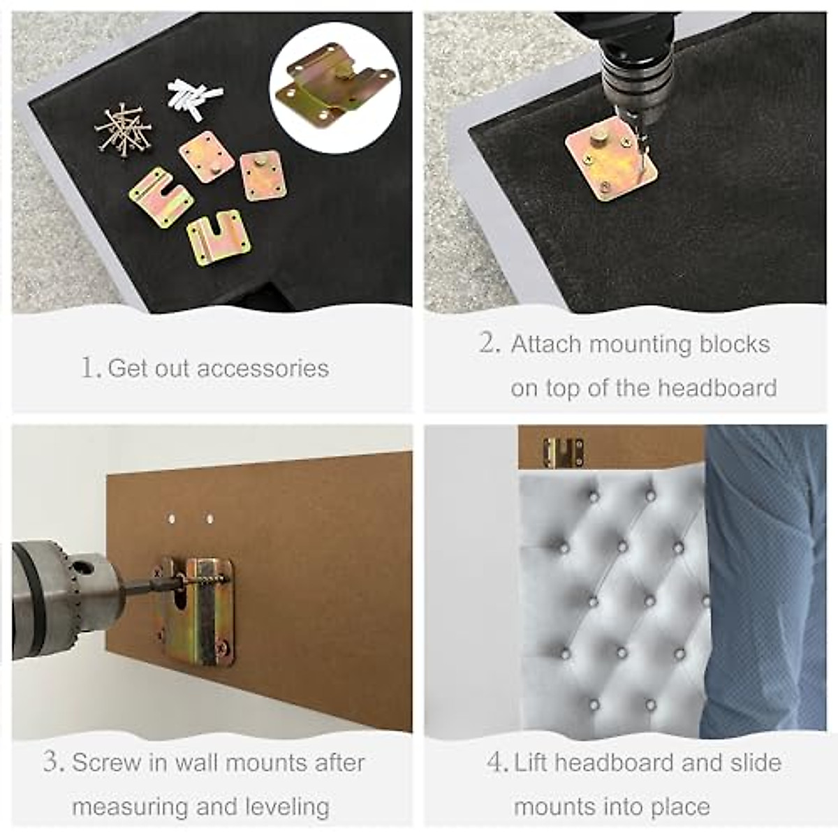 Befurtori King Headboard Only, Upholstered Headboard King for Adjustable Bed Velvet Tufted Cal King Size Wall Mounted Headboard with Solid Wood Legs Head Board, Gray