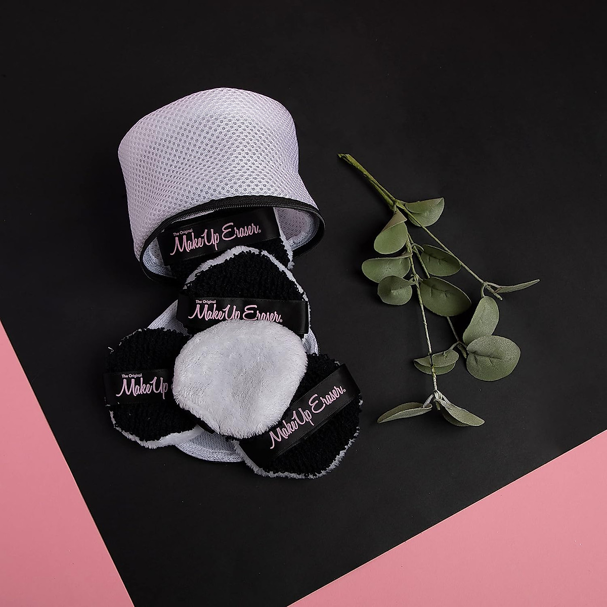 MakeUp Eraser Puff 5pc Set, Reusable and Machine Washable Rounds, Laundry Bag Included,5 Count (Pack of 1)