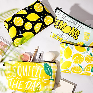 Reginary 6 Pcs Makeup Bags Purse Travel Cosmetic Pouch Waterproof Multifunction Makeup Pouch with Zipper Toiletry Bag Pencil Case Organizer Makeup Accessories for Women Girls Teenagers (Lemon Style)