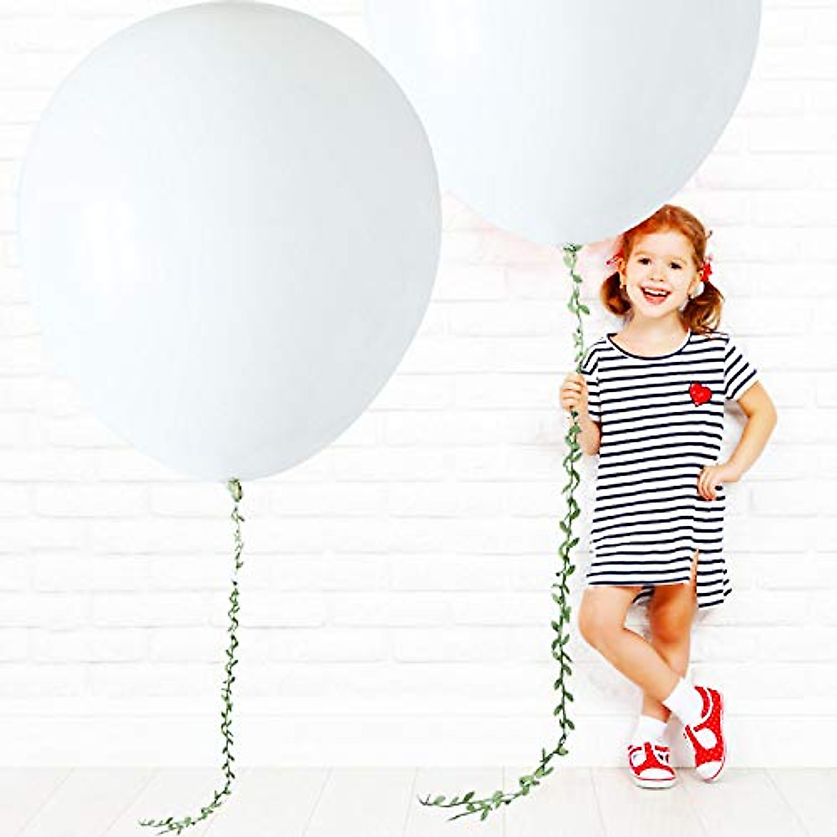 10 Pieces 36 Inch White Balloons Giant Balloon with 65ft Artificial Vines for Wedding Birthday and Event Decorations (White)