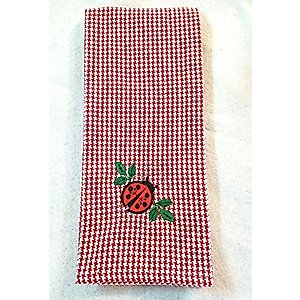 Embroidered Kitchen Towel Ladybug Red Hounds Tooth Kitchen Decor