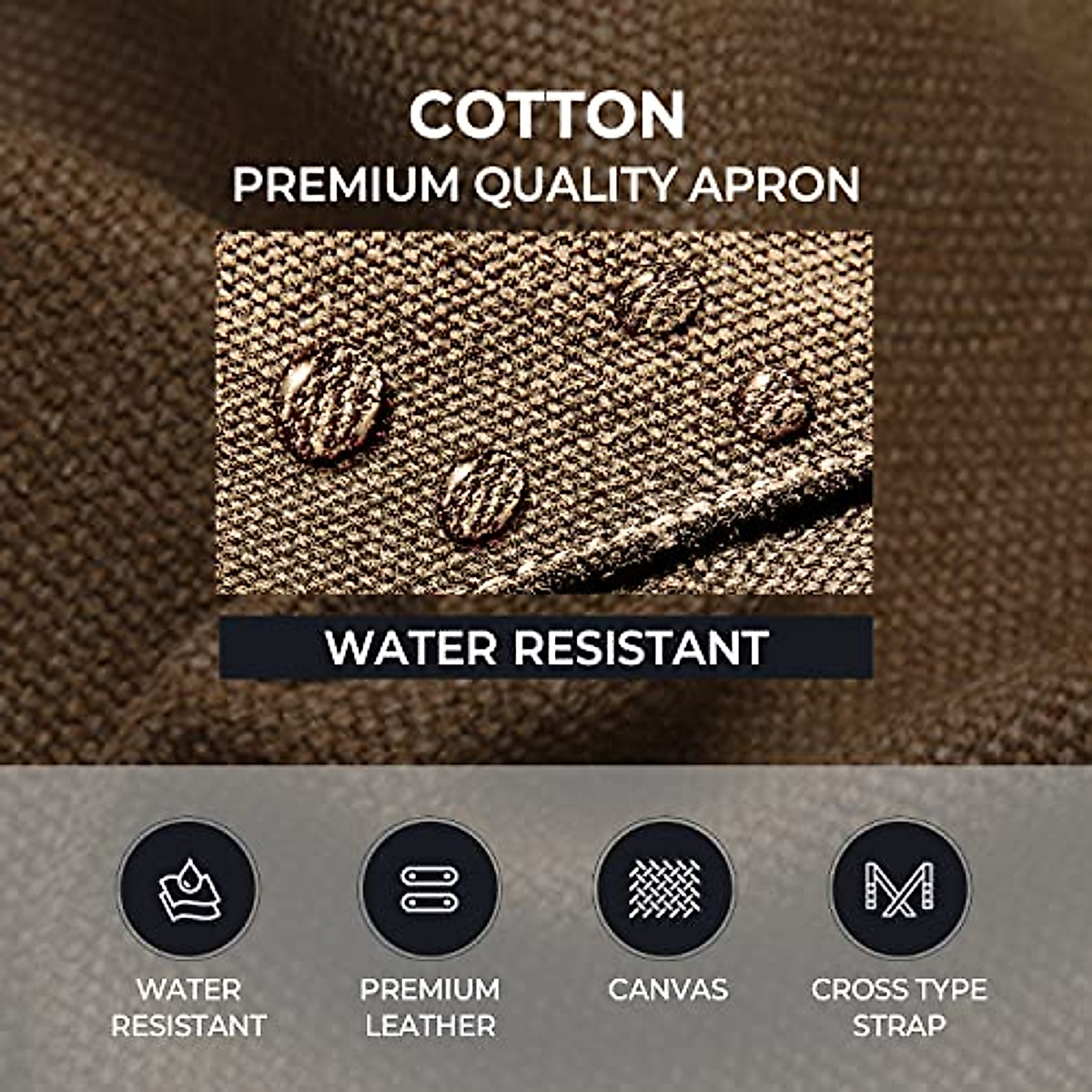 carrotez Chef Apron, Waterdrop Resistant Cotton Canvas Cross Back Adjustable Apron, M-XXL