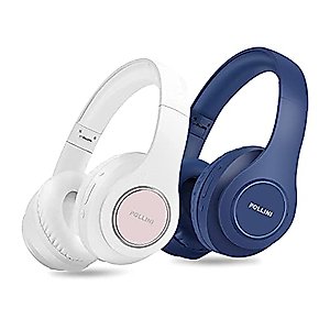 pollini Bluetooth Headphones Over Ear, Wireless Headset V5.0 with 6 EQ Modes, Soft Memory-Protein Earmuffs and Built-in Mic for iPhone/Android Cell Phone/PC/TV