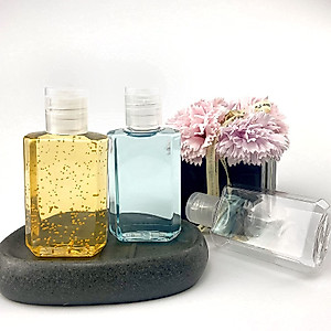 2oz Empty Hand Sanitizer Travel Size Bottles, Refillable Clear Plastic Containers with Flip Cap for Shampoo, Lotion, Cream, Baby Shower, Tolitery (50 Pack)