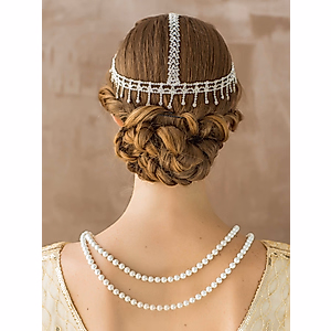 SWEETV 1920s Headband Great Gatsby Headpiece Rhinestone 1920s Headband Flapper Hair Accessories for Costume Party Head Cap