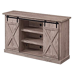 Twin Star Home Sliding Barn Door TV Stand, Ashland Pine