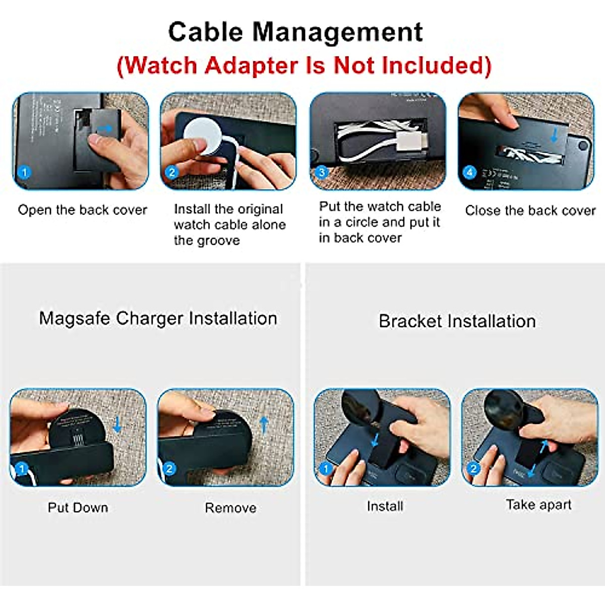 Magnetic Wireless Charger for iPhone 14/14 Plus/13/12/Pro,Pro Max,Mini, FOVAL for Detachable Magsafe Charger Stand Fast Charging Station with QC3.0 Adapter for iWatch/AirPods(Watch Cable NOT in)