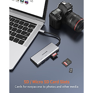 UPGROW USB C to HDMI Hub, Type C 5 in 1 Adapter with 2 USB 3.0 Ports, 4K@30Hz HDMI, SD/TF Card Reader, Compatible with MacBook Pro 2018-2020, ChromeBook, Dell XPS, Surface Go and Other C-Port Laptops
