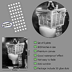 YAODAYAO Bathroom Wall Art Prints Set of 6 Glam Glitter Tissue Bathroom Artwork Wall Black and White Canvas Poster Modern Fun Fashion Wall Art Dog Funny Bathroom Wall decor (8"x10" UNFRAMED)