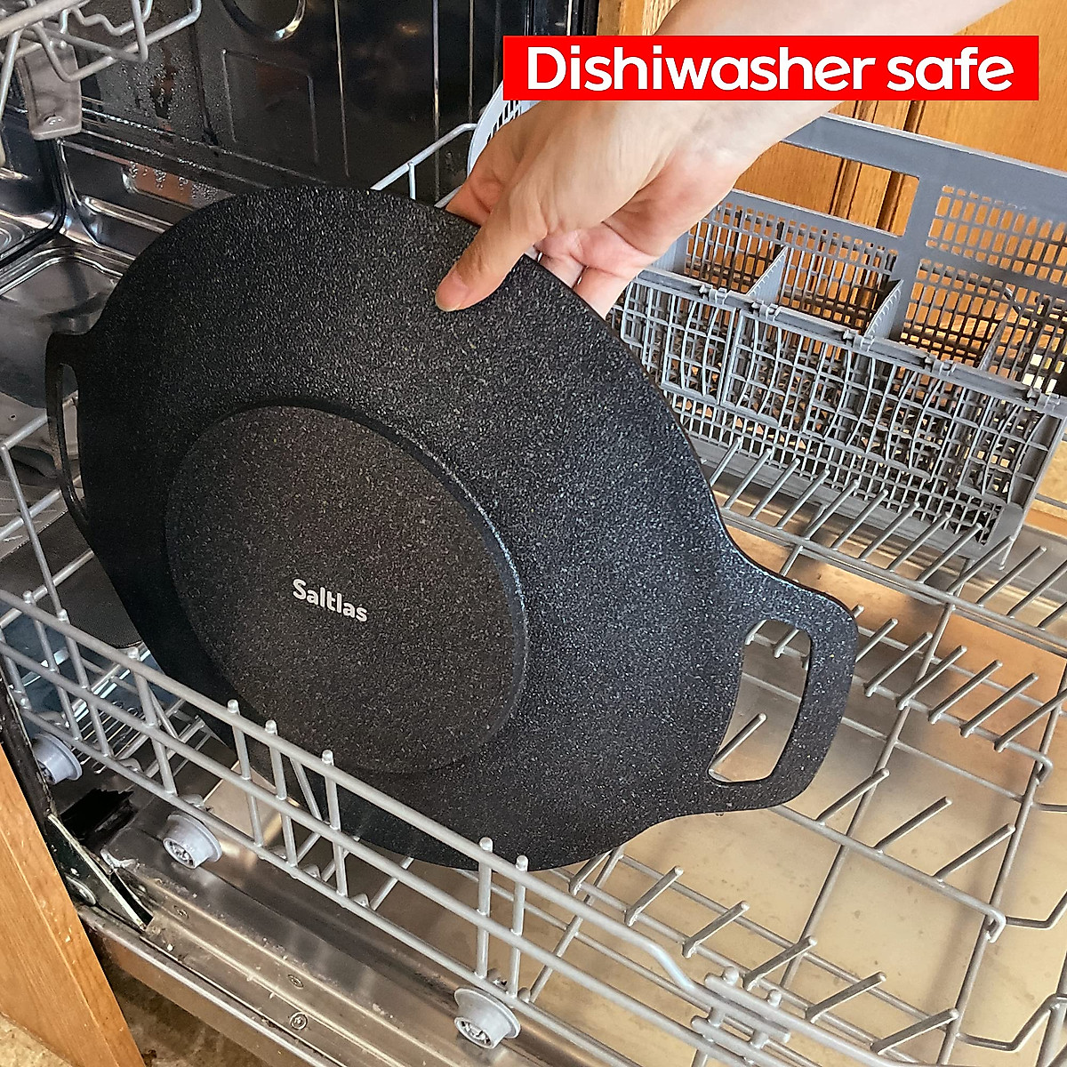 Saltlas Korean style BBQ Grill Pan for Stove Top, Camping Stove and IH Stove, 13"- Round Griddle with 6 Layers, Non-stick Coating frying Pan