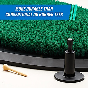 Fiberbuilt Golf Adjustable Golf Tee; Premium Driving Range Mat Golf Tees; Great for Hitting Balls into a Practice Net or Simulator - 2 Pack Black