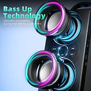 DINDIN Bluetooth Speakers, 40W Peak Wireless Speaker with Subwoofer, TWS, Big Bass, 80dB Portable Party Speaker with Lights for Beach, BBQ, Outdoor, Camping, Travel