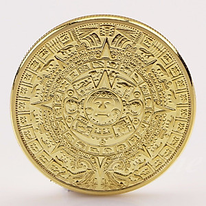 Aztec Mayan Calendar Souvenir Gold Silver Plated Commemorative Coin Collection Gift. (Gold)