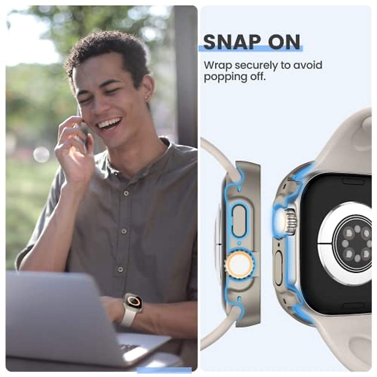 [3PACK] Tensea for Apple Watch Ultra 2/Ultra Screen Protector Case 49mm, iWatch Protective Face Cover, Hard PC Bumper Built-in Tempered Glass Film, Ultra-Thin Guard Women Men, 49 mm