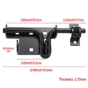 SANKINS Slide Bolt Gate Latch,Sliding Bolt Door Lock with Padlock Hole, Heavy Duty Hardware Gate Latch for Wooden Fence,shed Door,Yard Door,Barn Door,Outdoor Latch| Solid Thickened Steel,Black